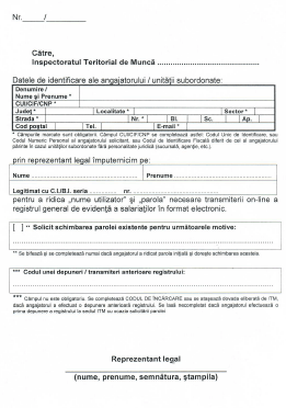 Solicitare și obtinere parola pentru transmiterea on-line a registrului ...